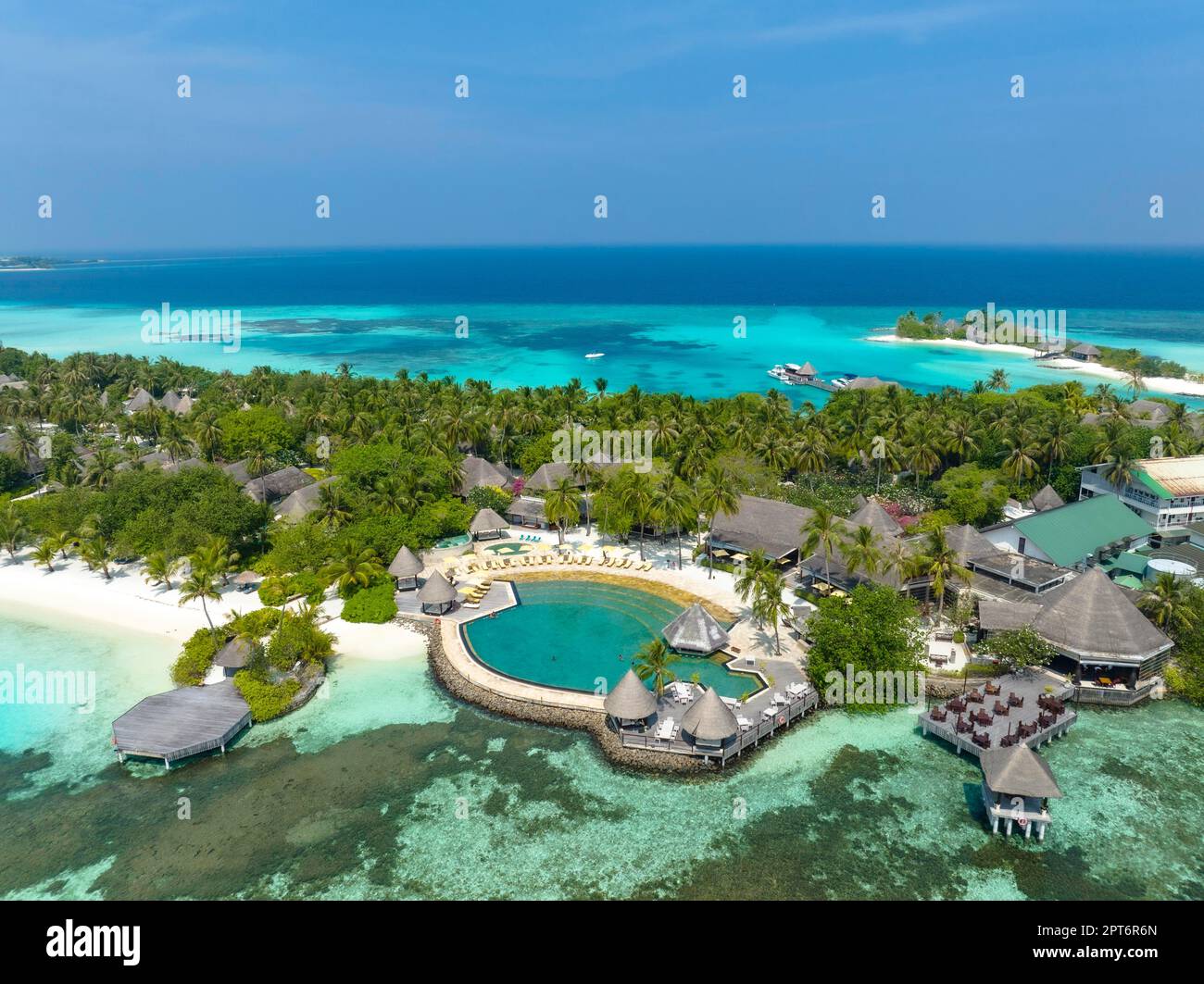 Aerial view, Asia, Maldives, North Male Atoll, Kuda Huraa, Four Season ...