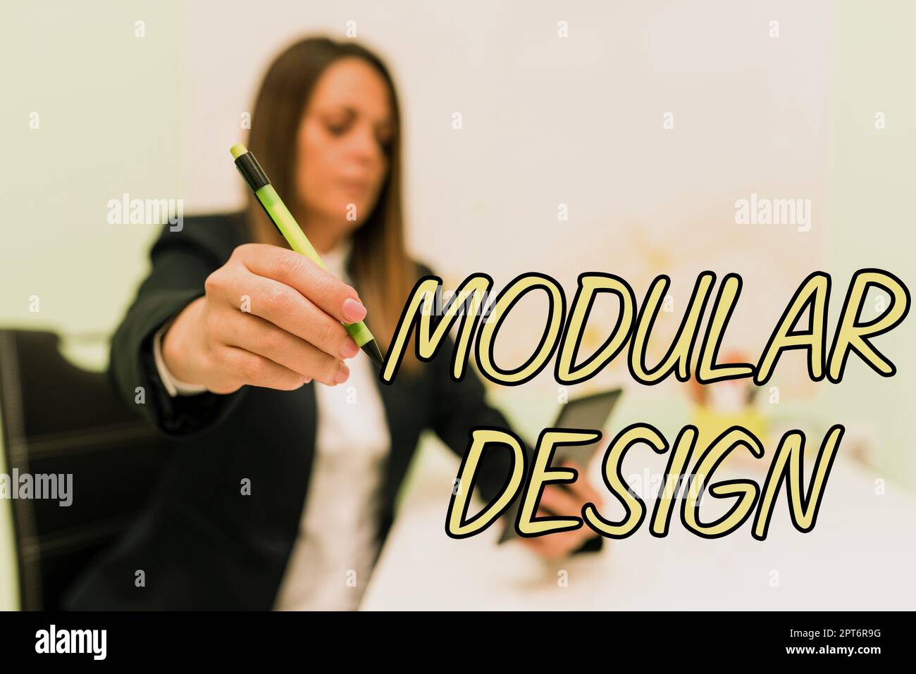 Text caption presenting Modular Design, Business approach Using ...