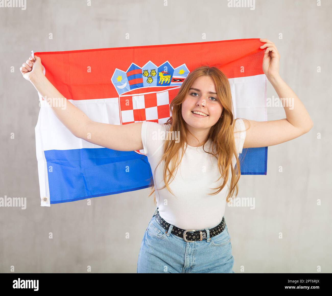 Happy girl supporting Croatia on world championship Stock Photo - Alamy