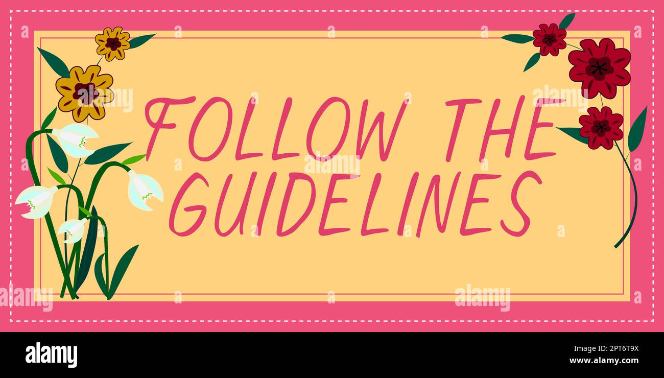 Hand writing sign Follow The Guidelines, Business showcase Manual of ...