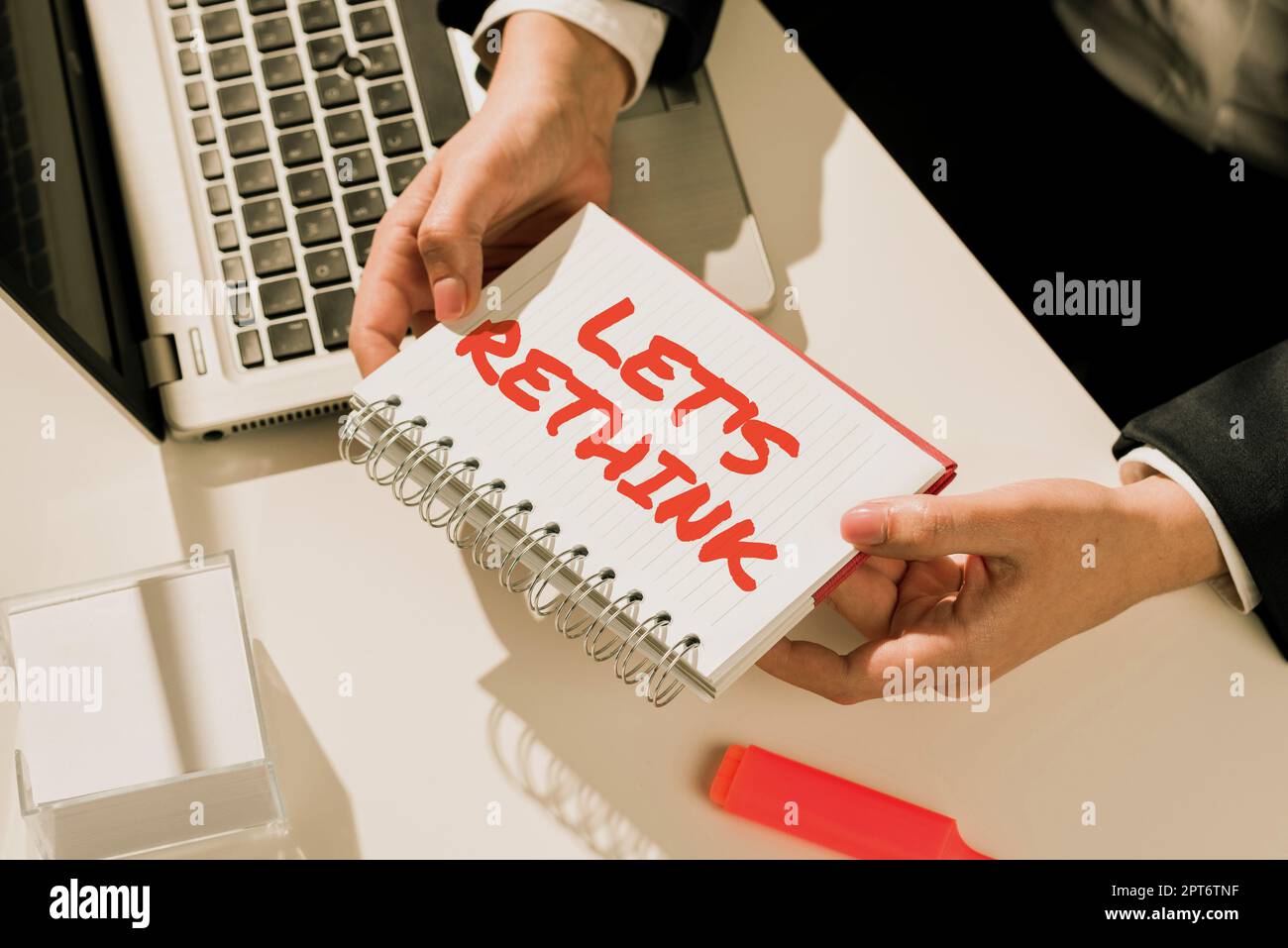 Hand writing sign Let S Rethink, Word Written on an Afterthought To ...