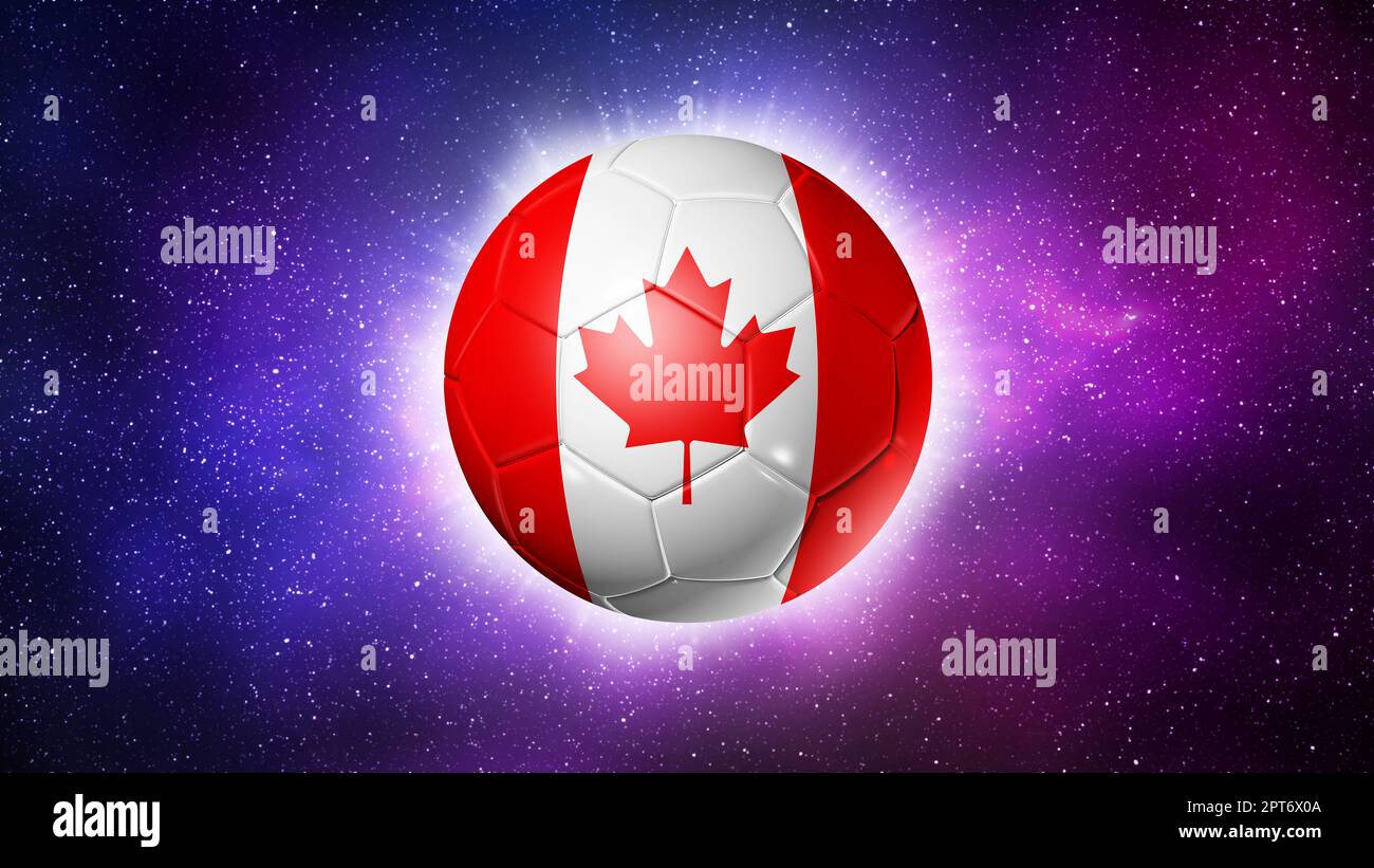 3D soccer ball with Canada team flag. Space background. Football 2022 ...