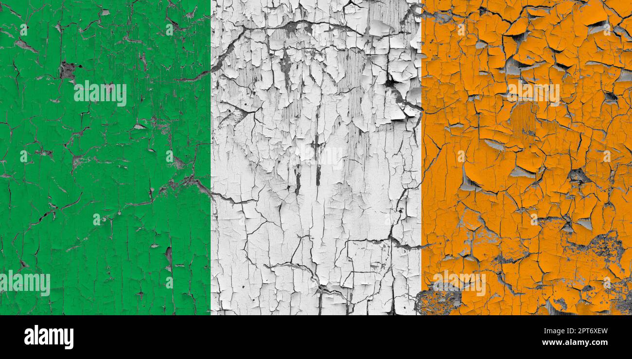 3D Flag of Ireland on an old stone wall background Stock Photo - Alamy