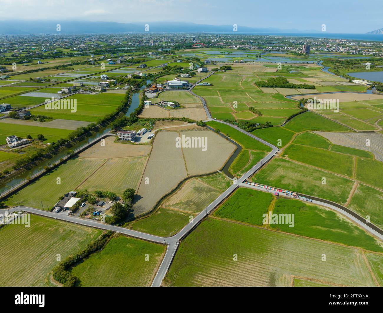 Top view of Dongshan rice meadow in Yilan of Taiwan Stock Photo - Alamy