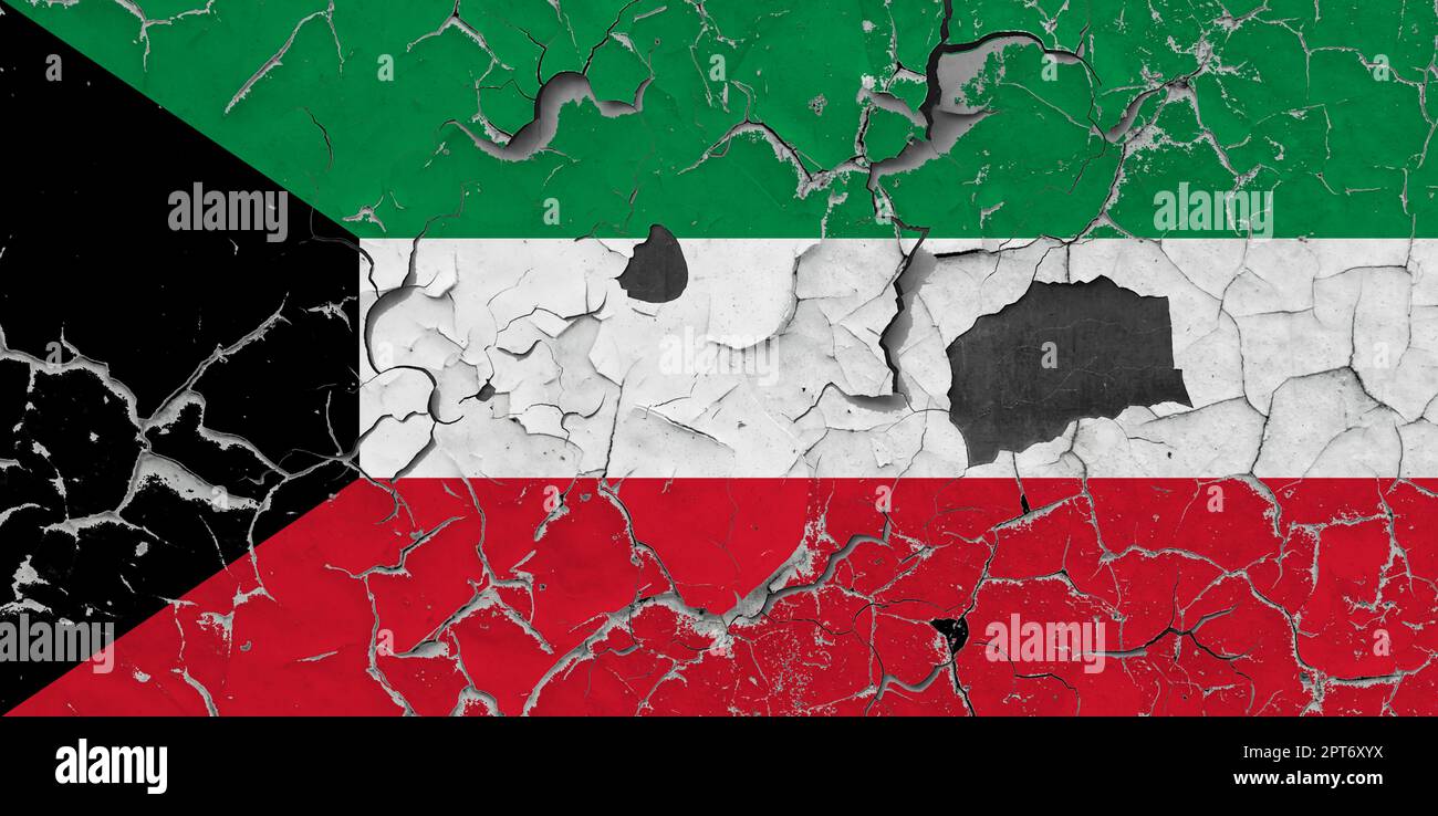 3D Flag of Kuwait on an old stone wall background Stock Photo - Alamy