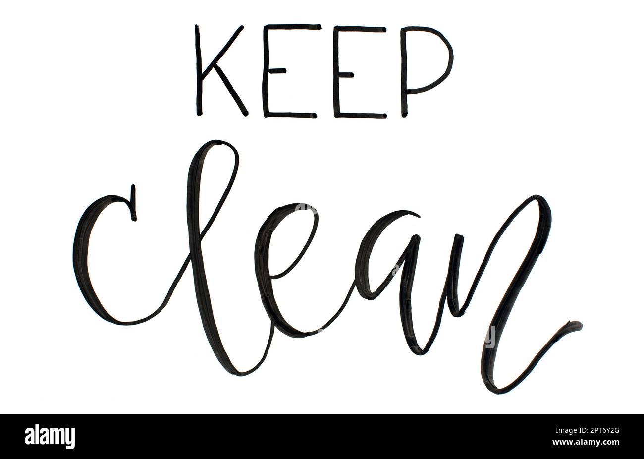 Black inscription KEEP CLEAN on a wite background Stock Photo - Alamy