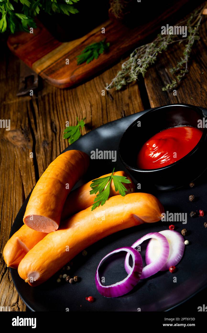 Delicious warm ham bockwurst Stock Photo - Alamy