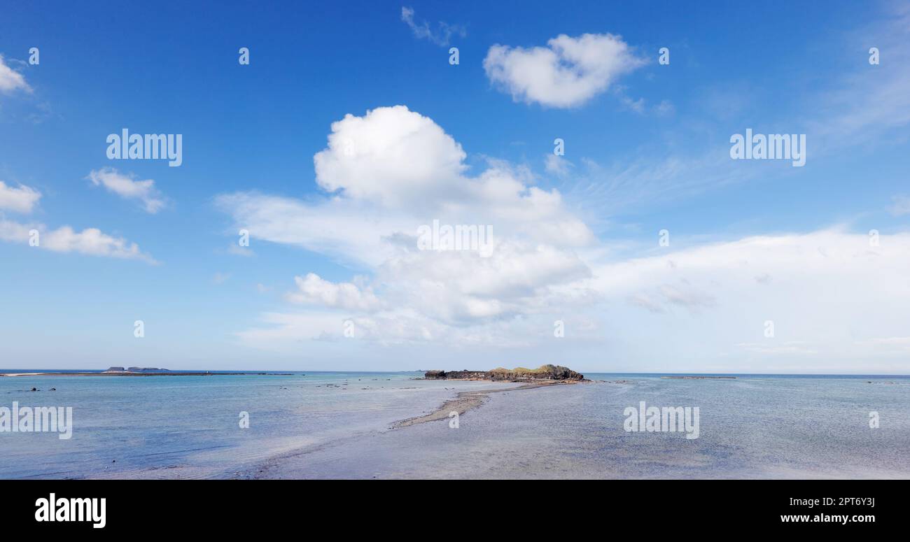Low tide walking path connect Kueibishan and Chi Yu Island at Penghu of ...