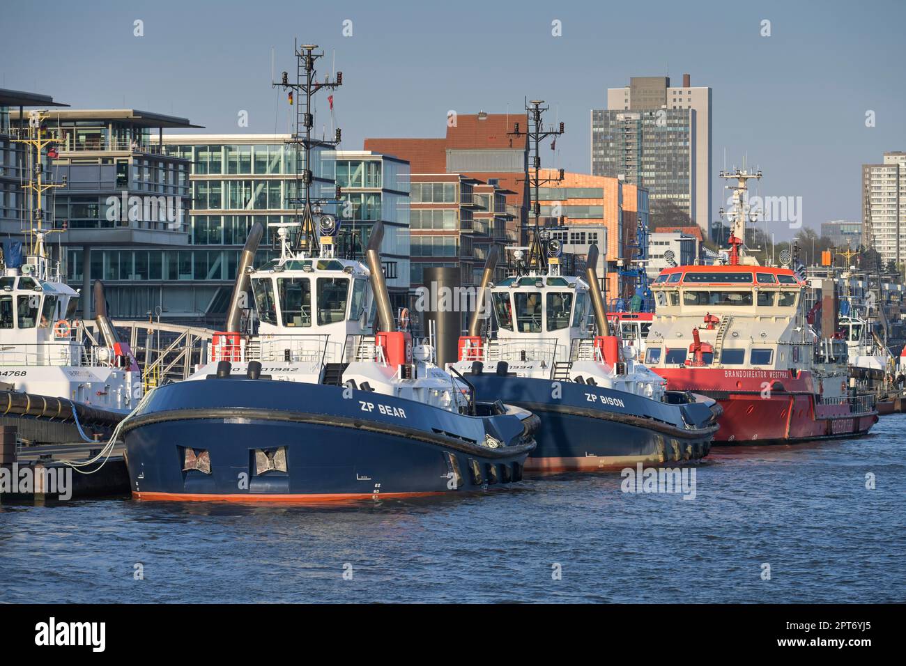 Tugboats, New Tugboat Bridge, Neumuehlen, Hamburg, Germany Stock Photo ...