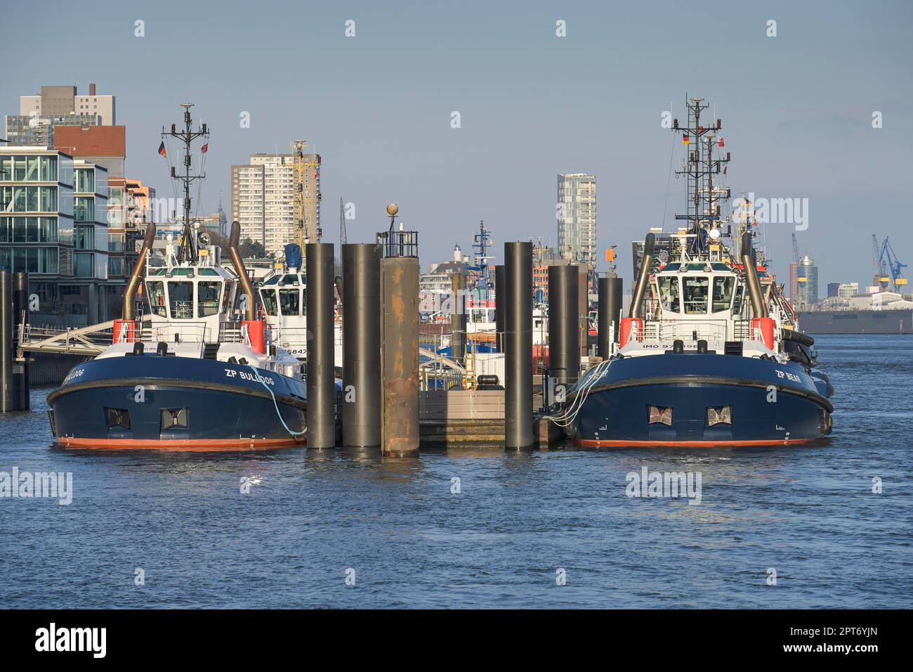 Tugboats, New Tugboat Bridge, Neumuehlen, Hamburg, Germany Stock Photo ...