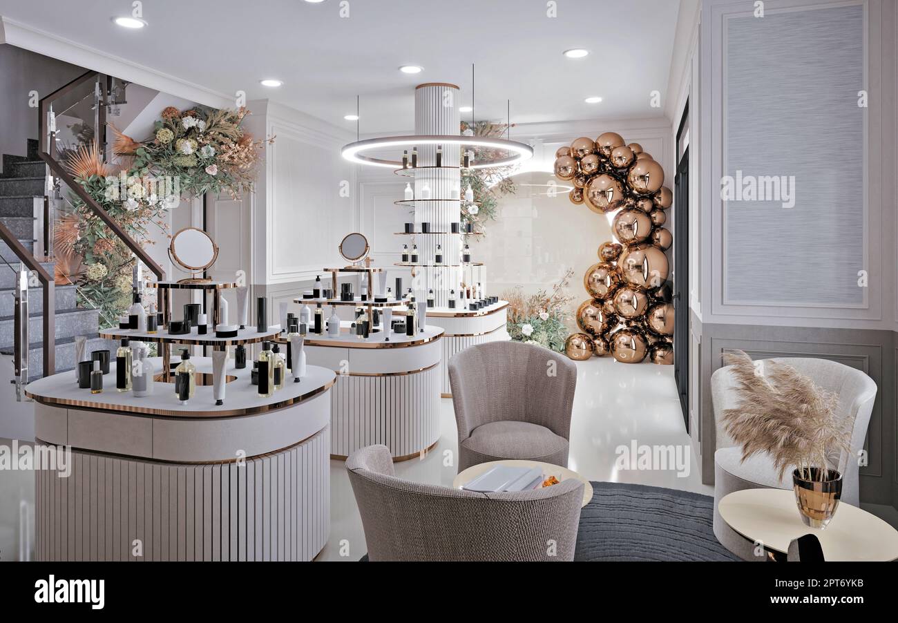 Modern fashion shop, store interior. 3d rendering Stock Photo - Alamy