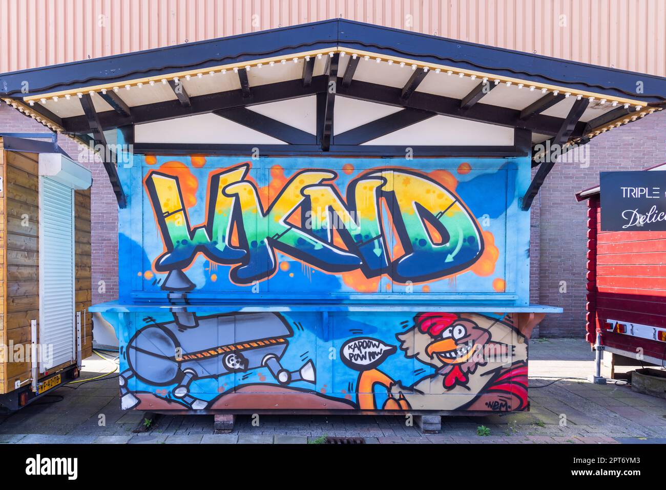 Europe, Netherlands, North Holland, Beverwijk. April 24, 2022. Graffiti ...