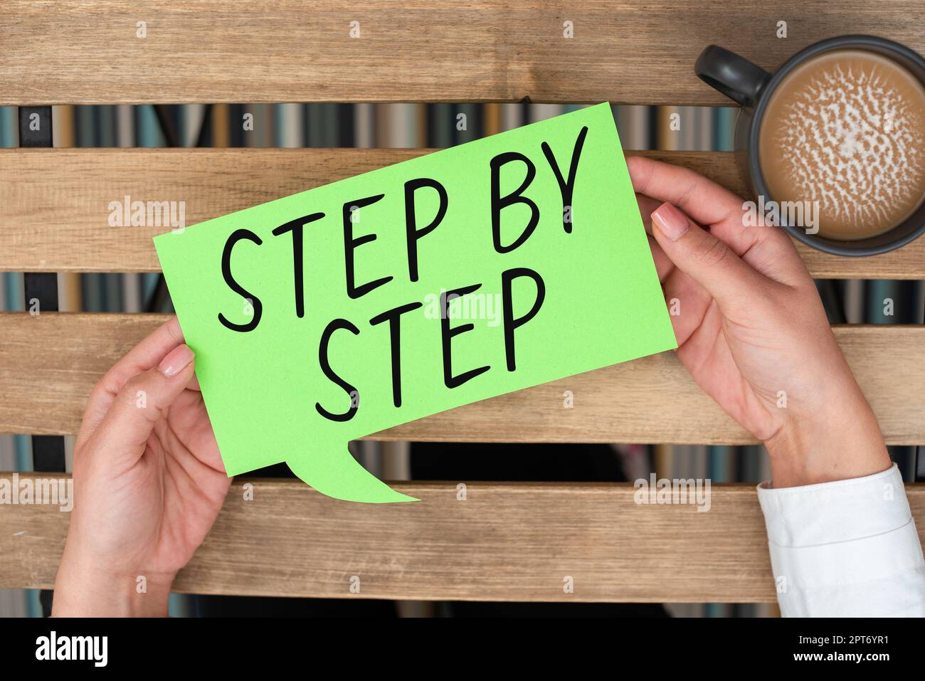 Text caption presenting Step By Step, Business approach Slow progress ...