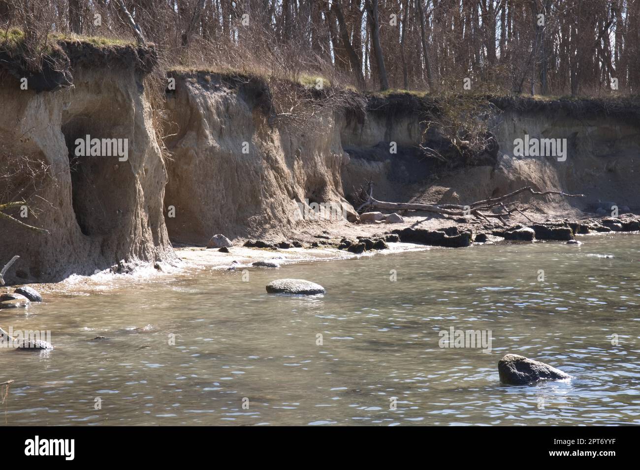 Break-off edge on the natural beach of the Baltic Sea in spring ...