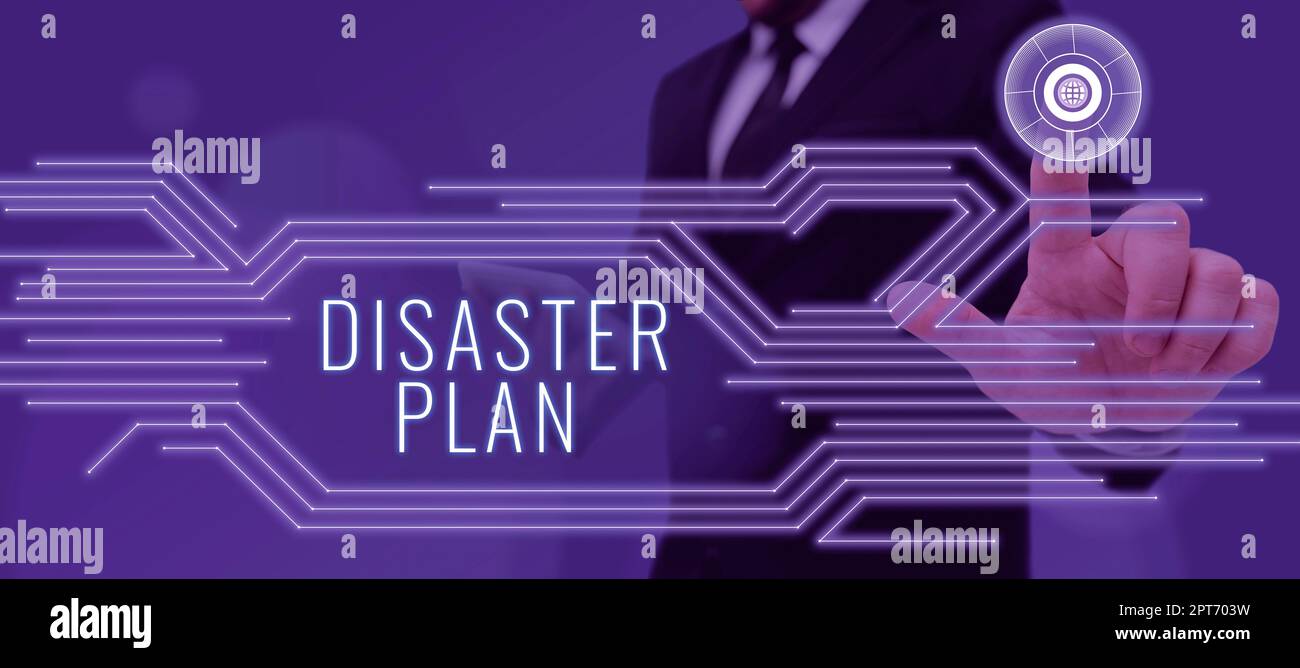 Text showing inspiration Disaster Plan, Business overview Respond to ...