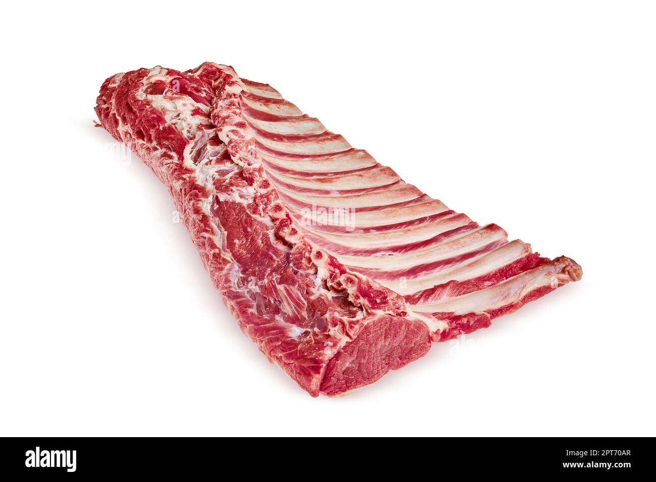 Fresh raw rack of lamb isolated on white background Stock Photo - Alamy