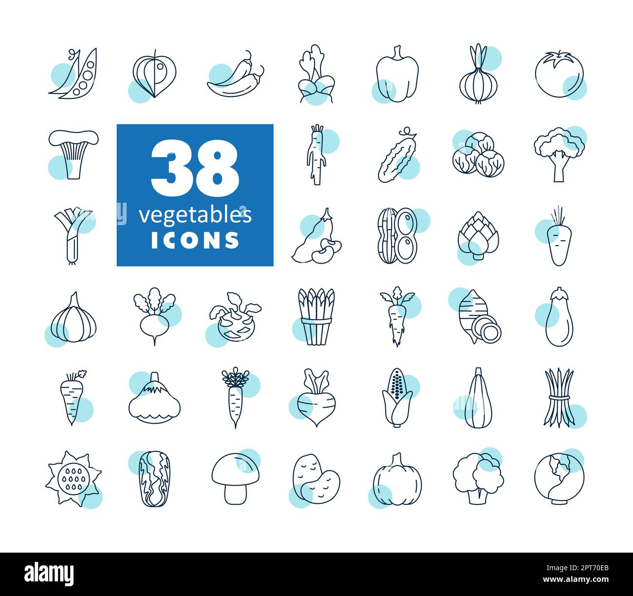 Vegetables isolated vector icons set. Graph symbol for food and drinks ...