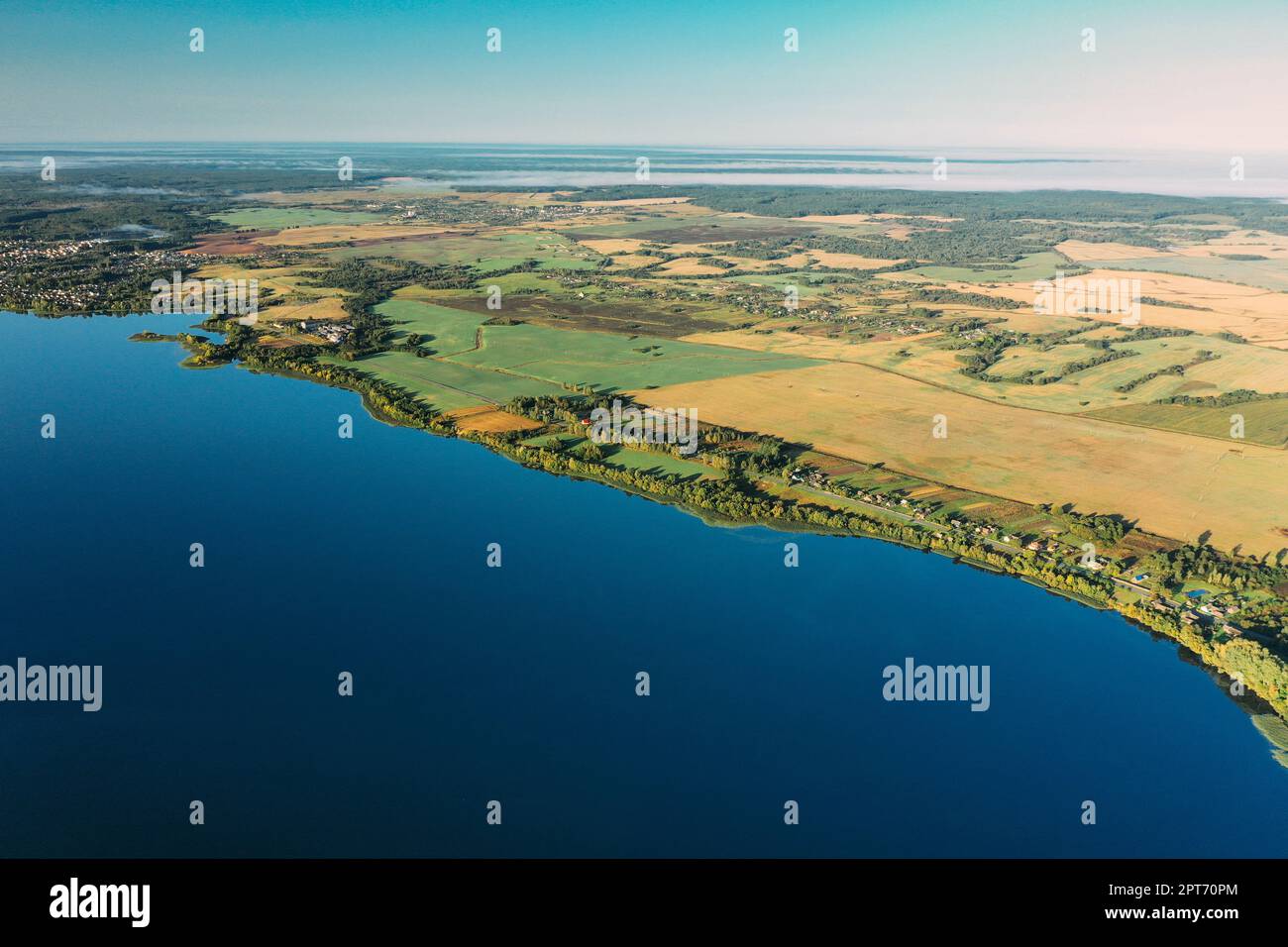 Lyepyel District, Vitebsk Region, Belarus. Aerial View Of Residential Area With Houses In ...