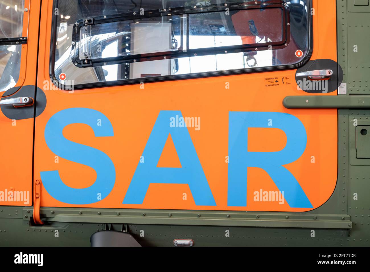Detailed view of a rescue helicopter with the inscription SAR for ...
