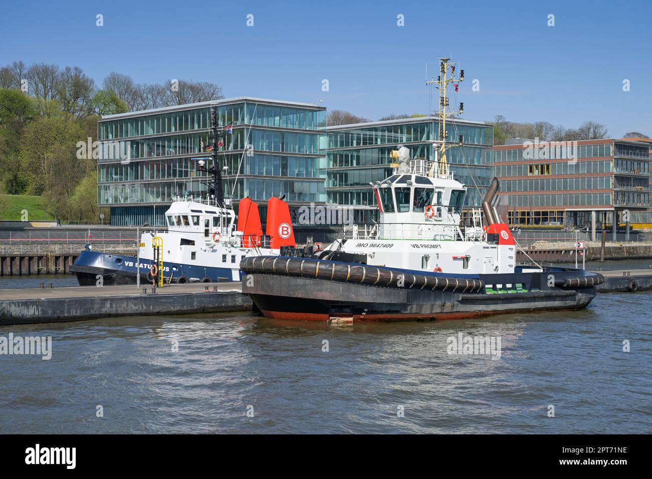 Tugboats, New Tugboat Bridge, Neumuehlen, Hamburg, Germany Stock Photo ...