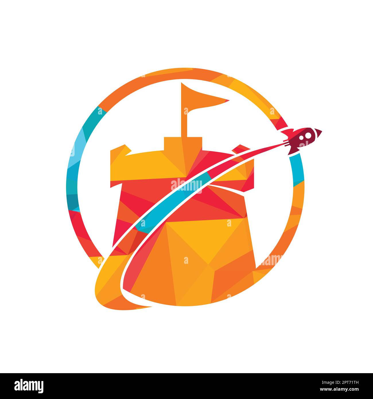 Vector castle and rocket logo combination. Tower and airplane symbol or ...