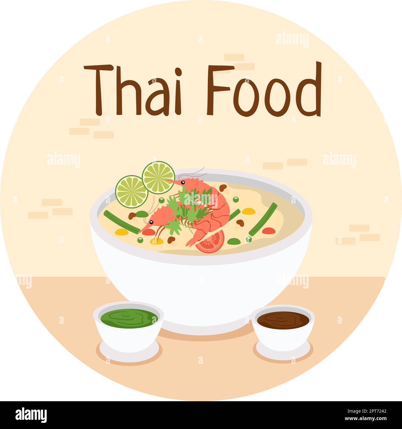 Traditional Thailand Food Template Cartoon Hand Drawn Illustration ...
