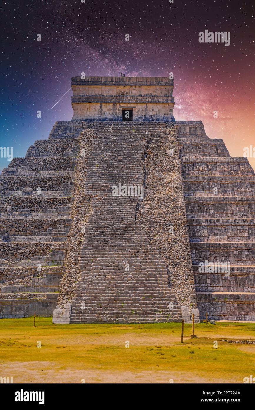 Ladder steps of temple Pyramid of Kukulcan El Castillo, Chichen Itza ...