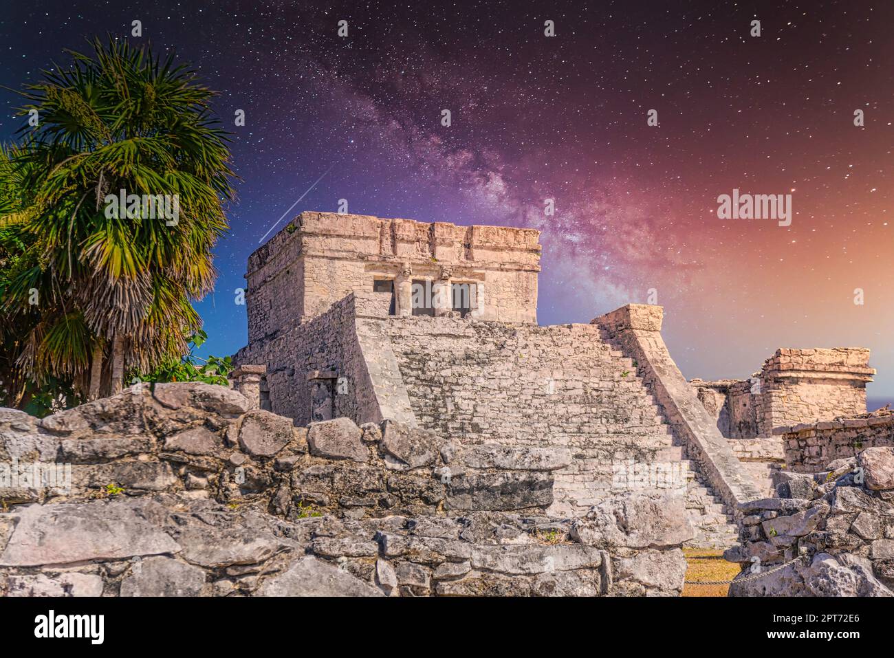 The castle, Mayan Ruins in Tulum, Riviera Maya, Yucatan, Caribbean Sea ...