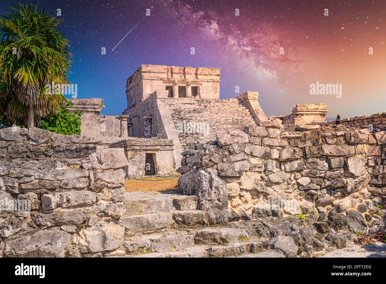 The castle, Mayan Ruins in Tulum, Riviera Maya, Yucatan, Caribbean Sea ...