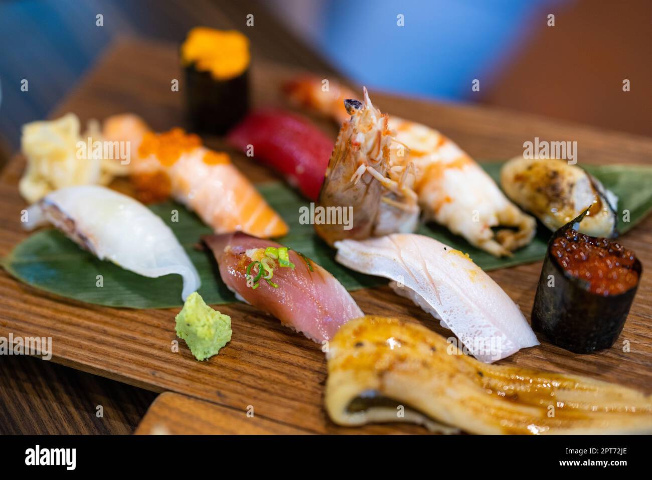 Sushi set in Japanese restaurant Stock Photo - Alamy