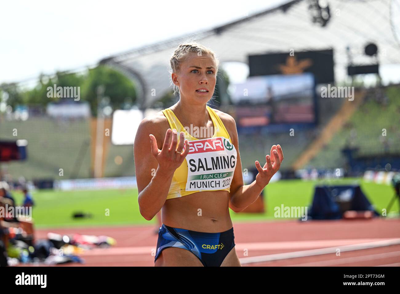 Bianca Salming participating in the high jump of the European Athletics ...