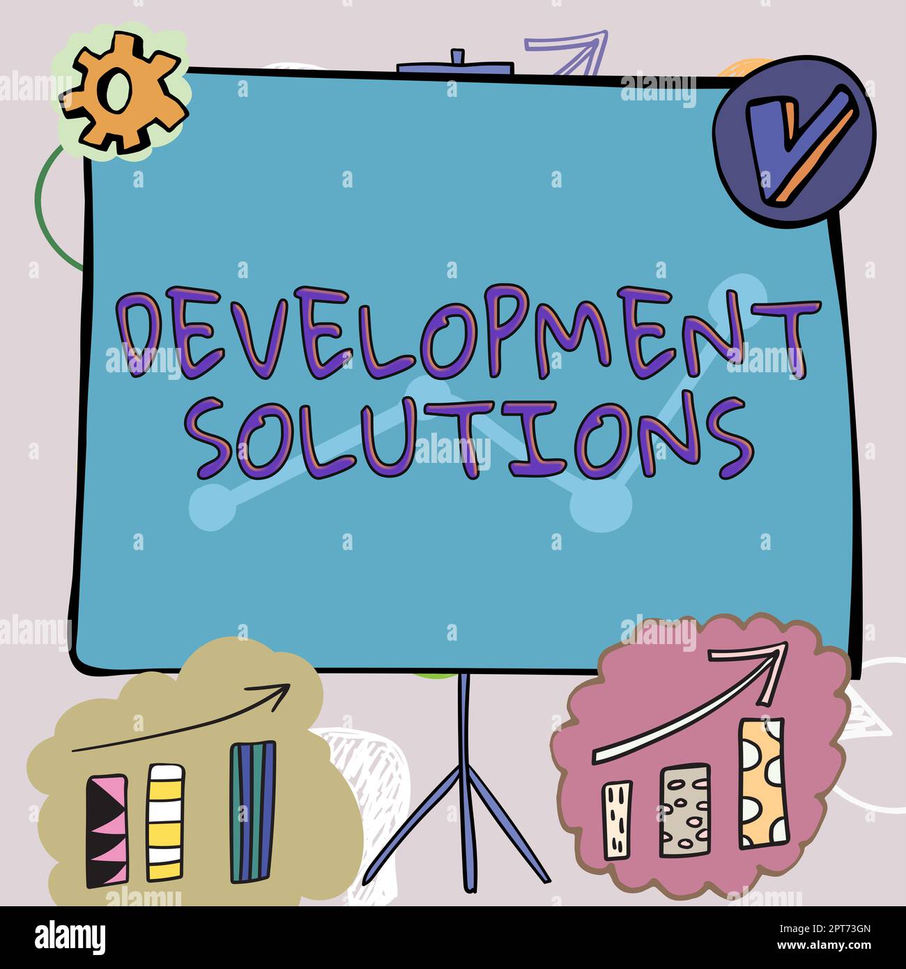Sign displaying Development Solutions, Word for Efficient Planning based on the Company needs ...