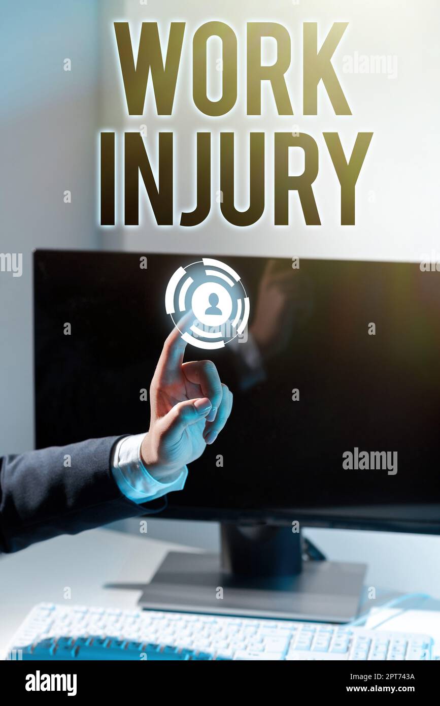 Text sign showing Work Injury, Business idea Accident in job Danger ...