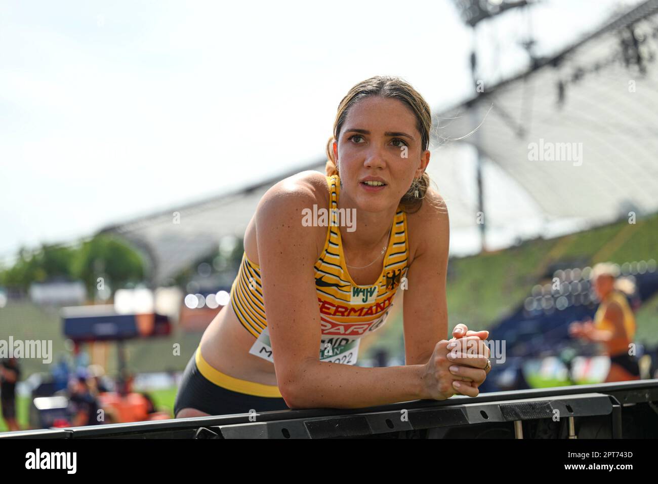 Sophie Weißenberg participating in the high jump of the European ...