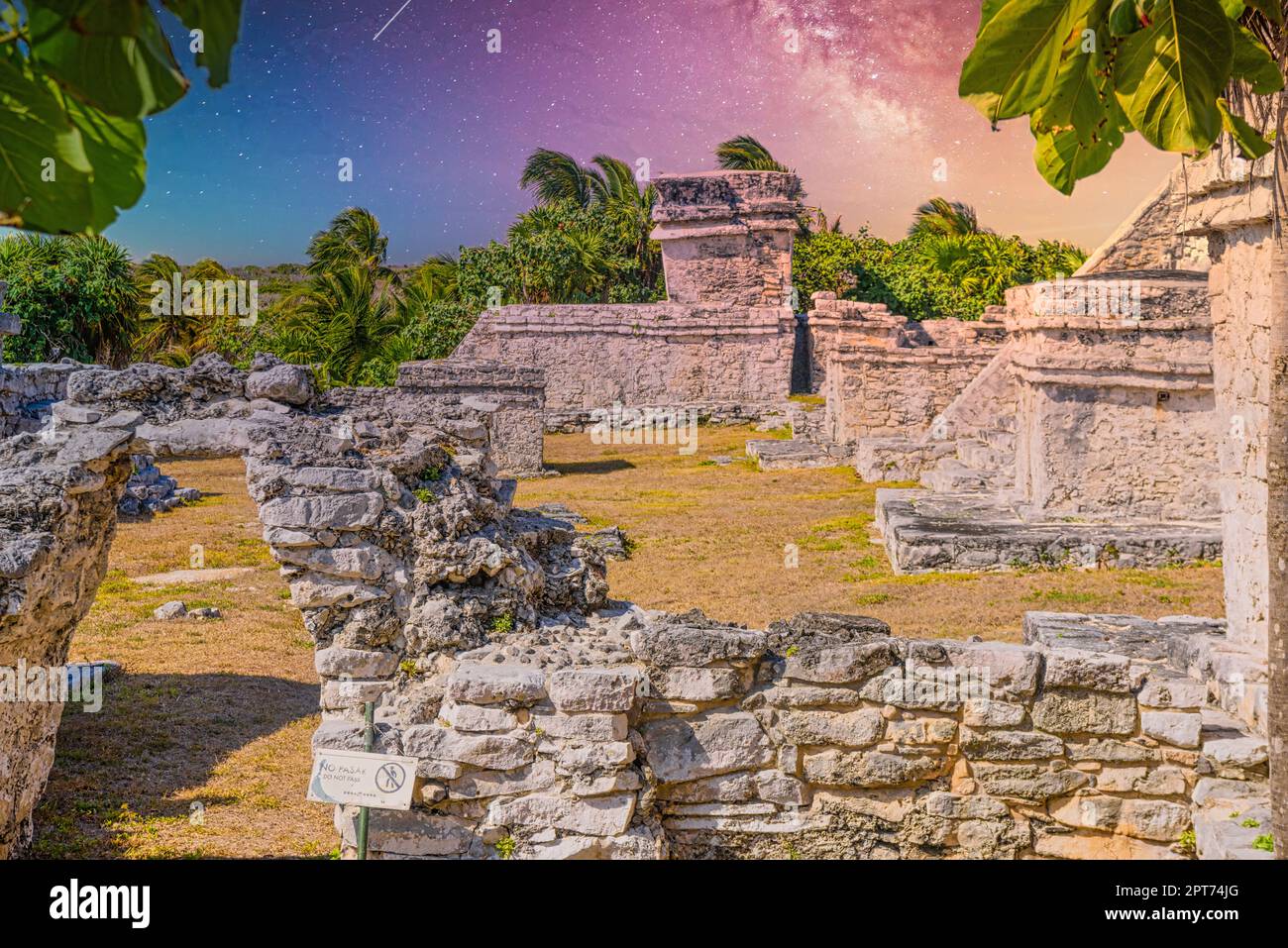 The castle, Mayan Ruins in Tulum, Riviera Maya, Yucatan, Caribbean Sea ...