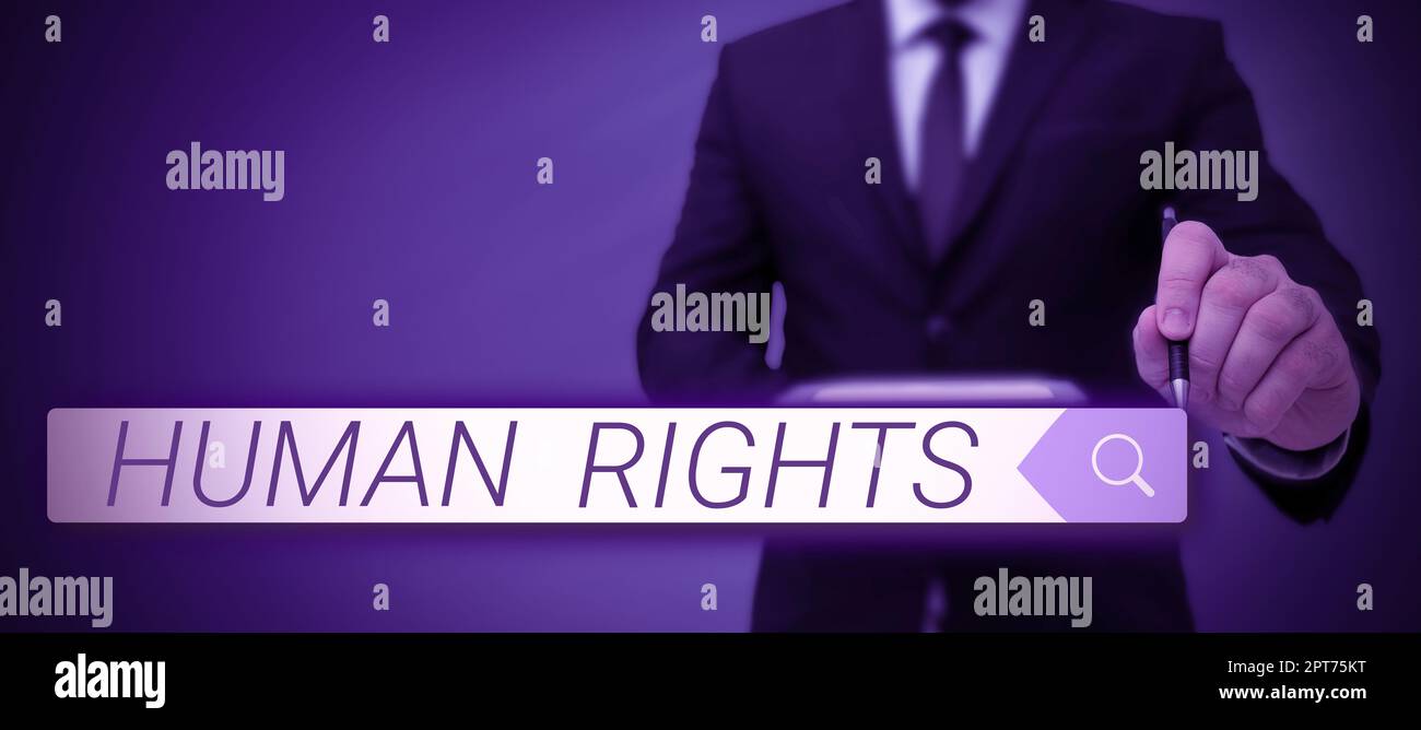 Text showing inspiration Human Rights, Business overview Moral ...
