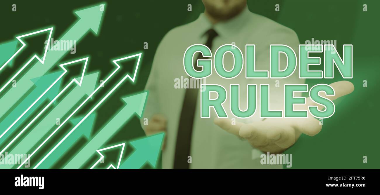Writing displaying text Golden Rules, Business concept Basic principle ...