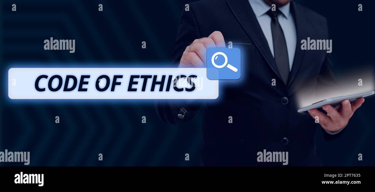Sign displaying Code Of Ethics, Business showcase Moral Rules Ethical ...