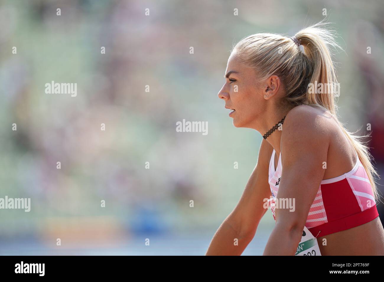 Ivona Dadic participating in the high jump of the European Athletics ...