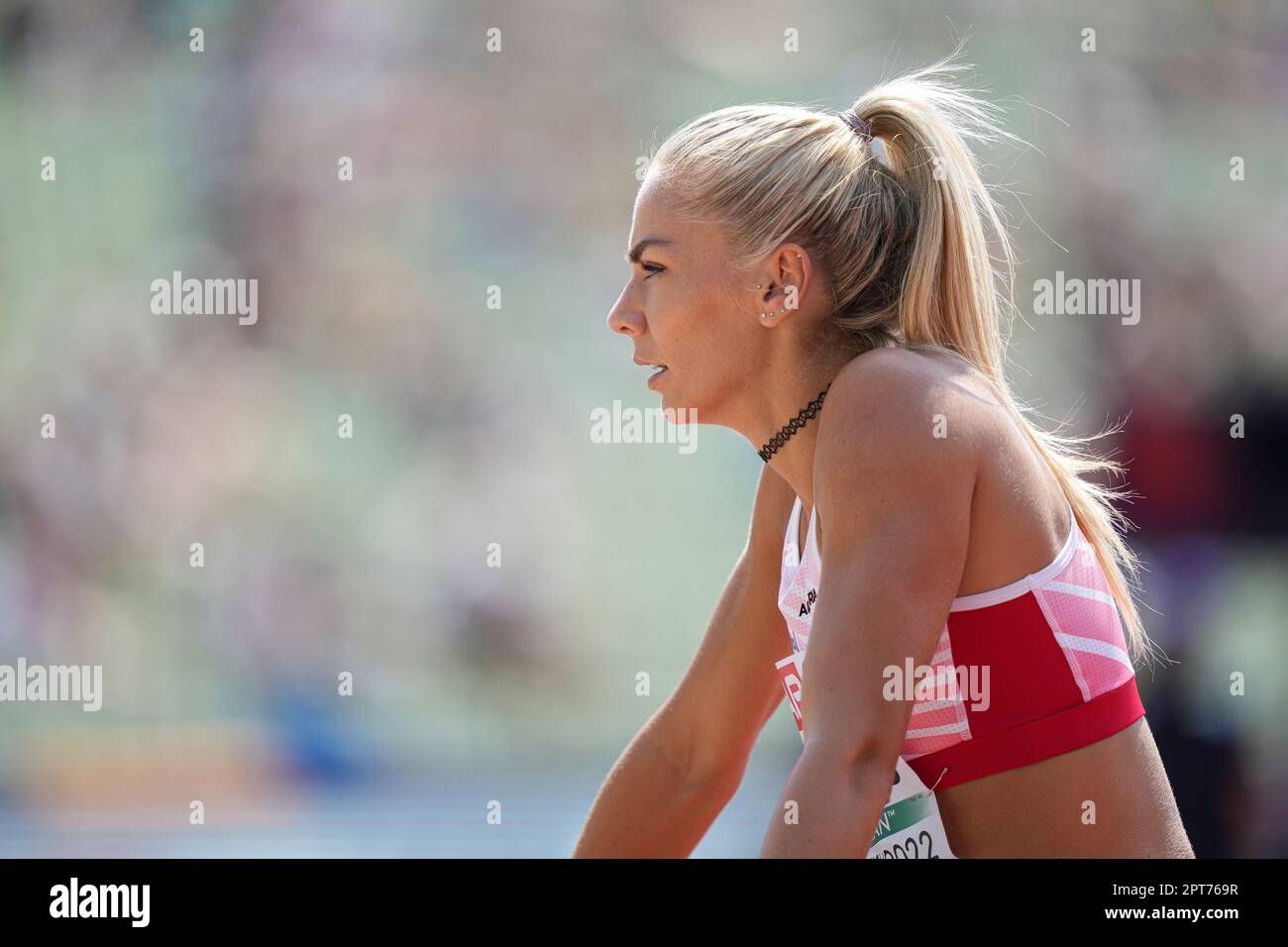 Ivona Dadic participating in the high jump of the European Athletics ...