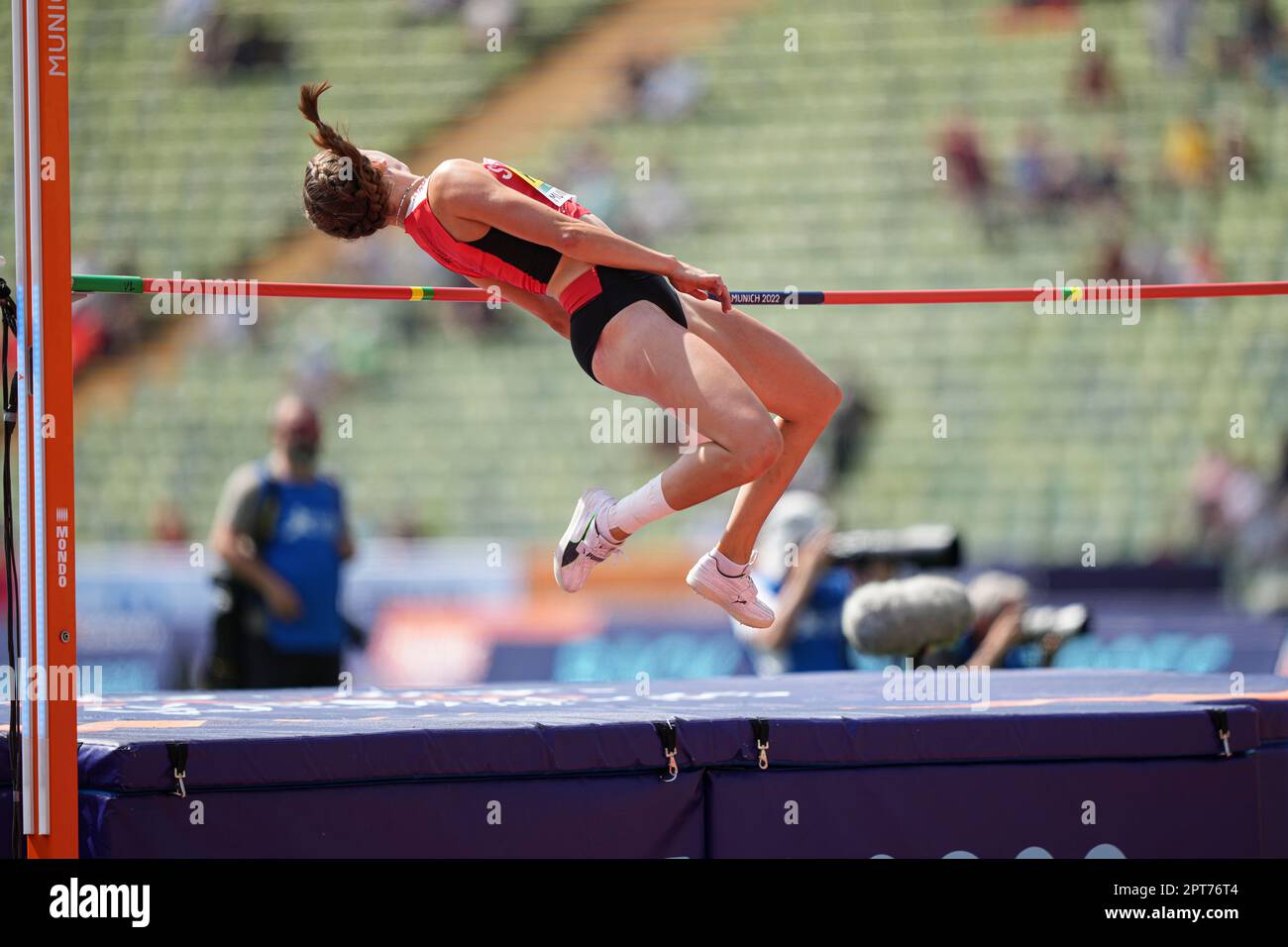 Annik Kälin participating in the high jump of the European Athletics ...