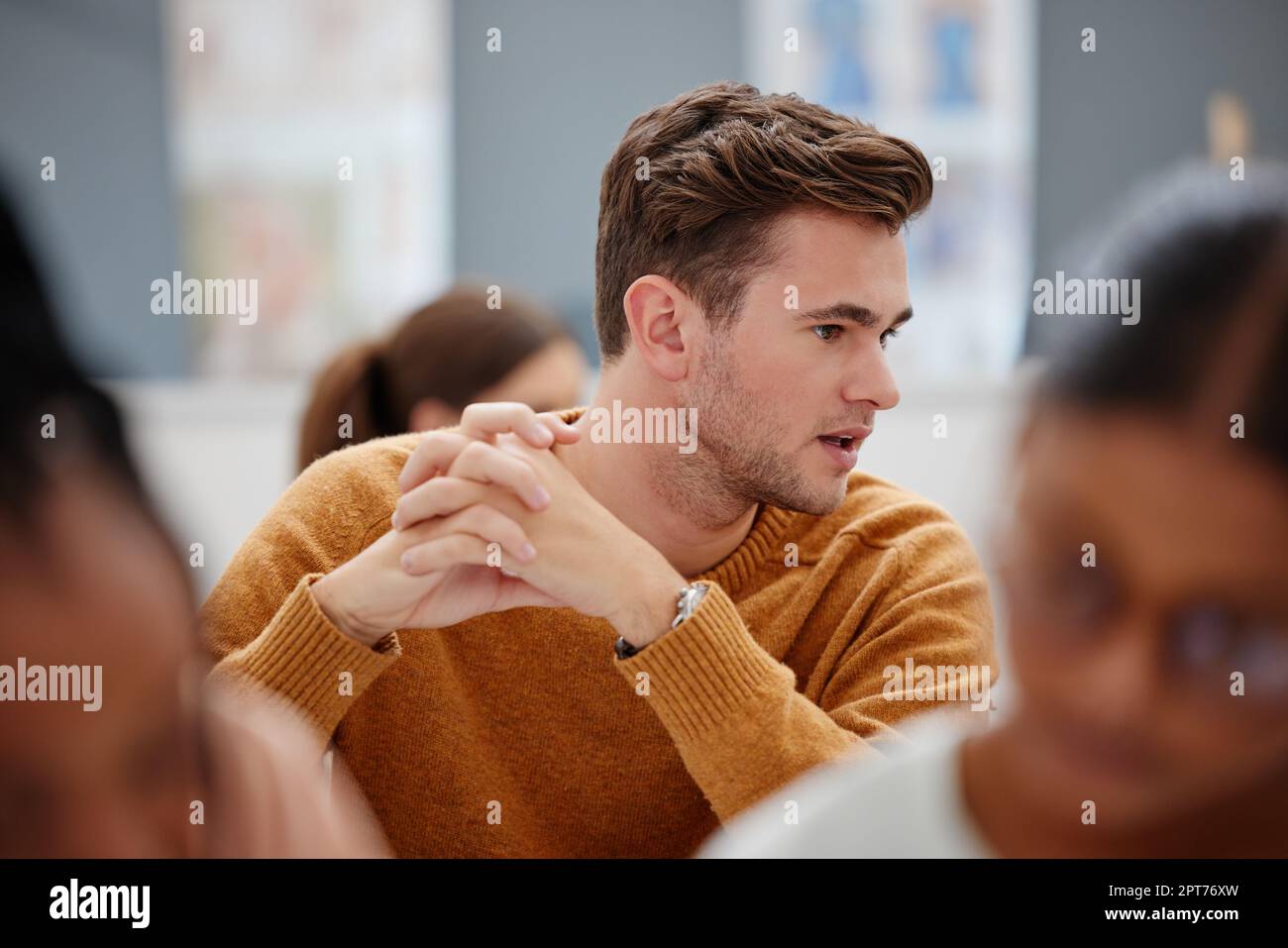 College, student and study in a university classroom or lecture for ...