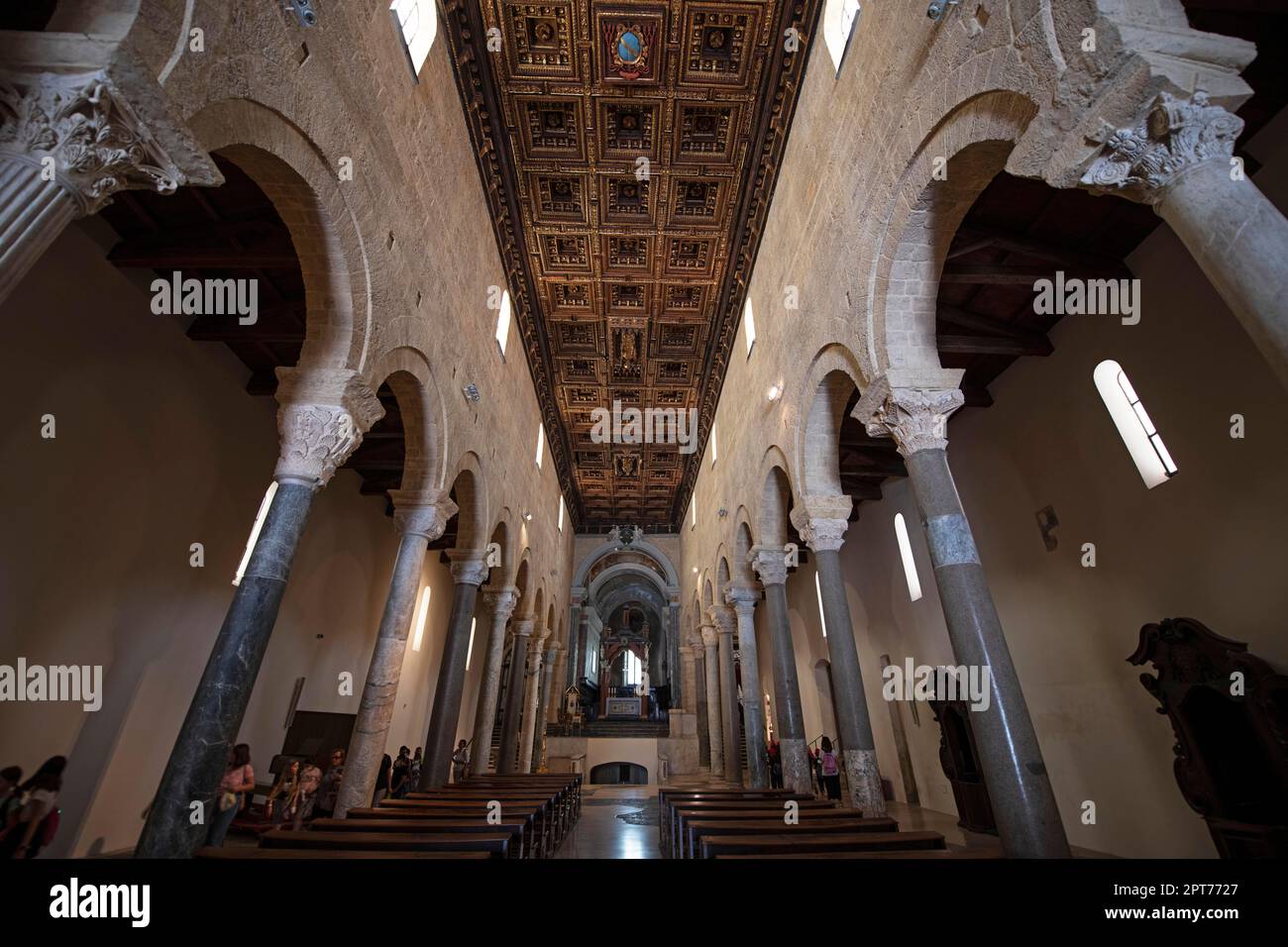 Portico and gilded coffered ceiling from the 18th century, San Cataldo ...