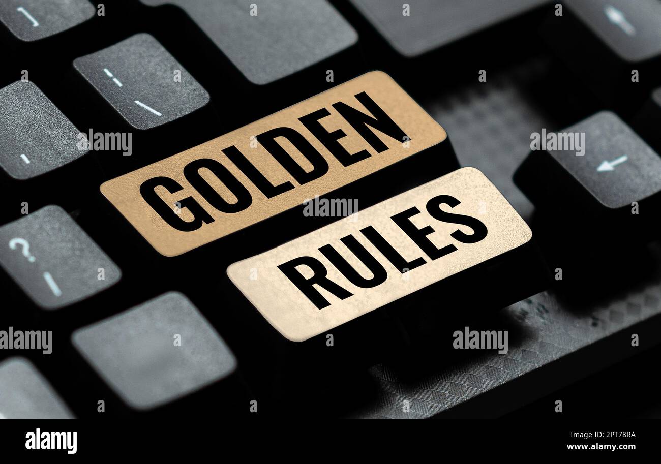 Conceptual caption Golden Rules, Business showcase Basic principle that ...