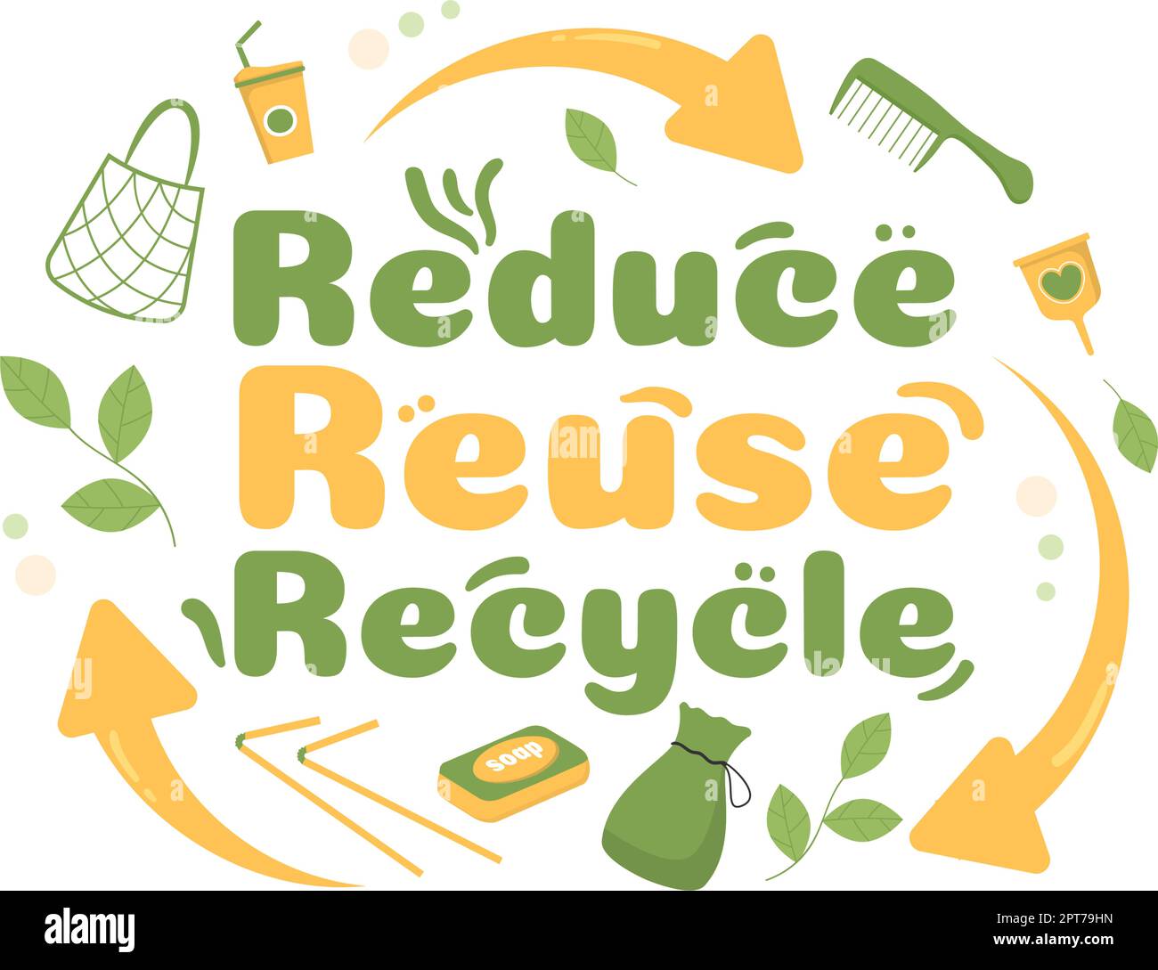 Zero Waste Template Hand Drawn Cartoon Flat Illustration with Durable ...