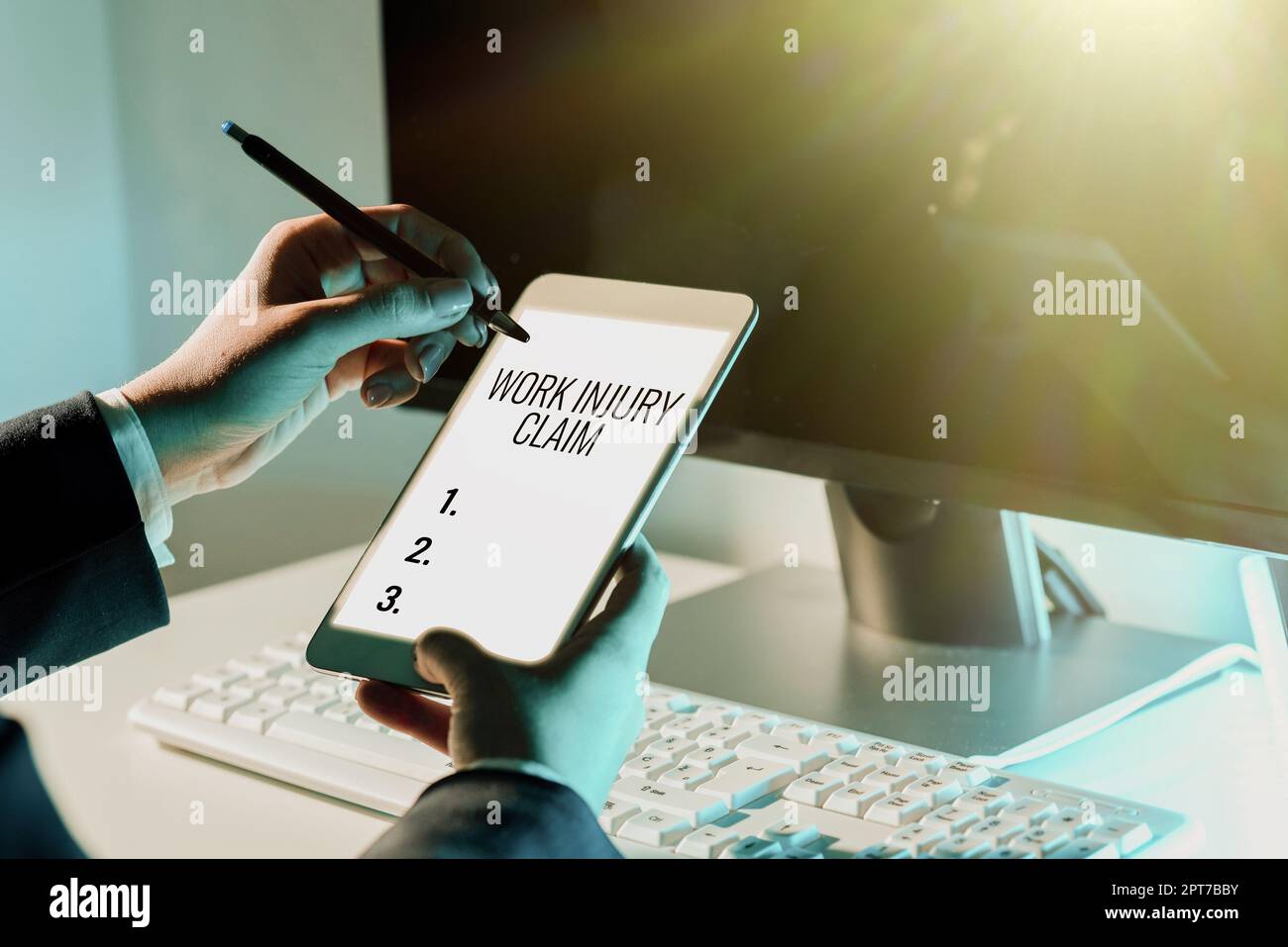 Hand writing sign Work Injury ClaimMedical care reimbursement Employee ...