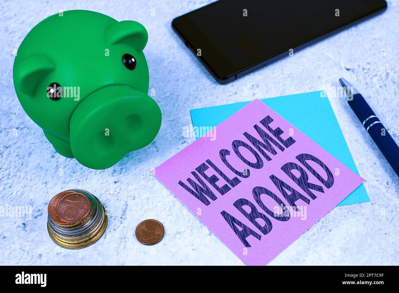 Text caption presenting Welcome AboardExpression of greetings to a ...
