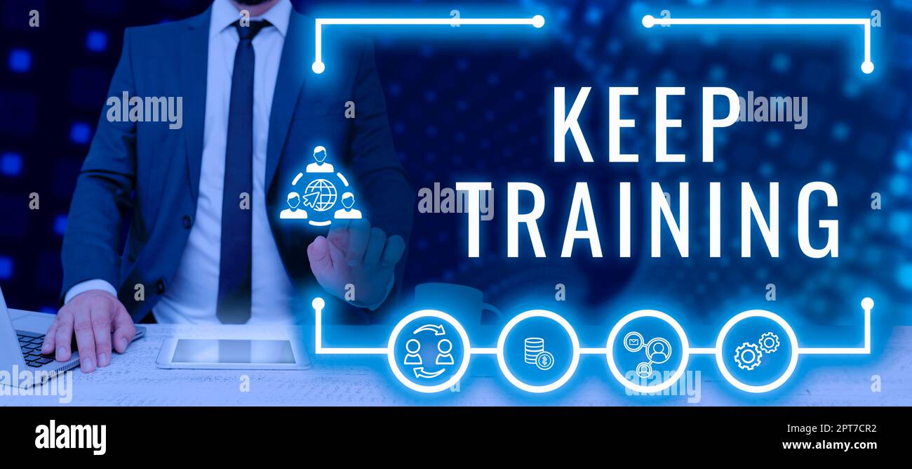 Handwriting text Keep Training, Word Written on Grounding Drilling ...