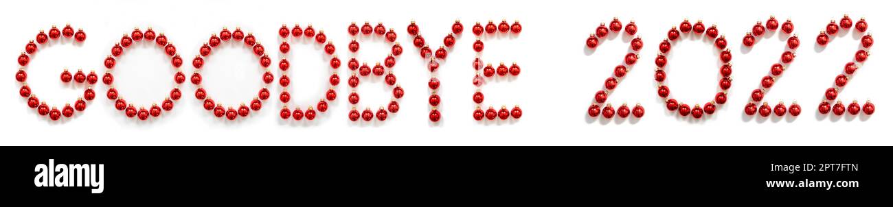 Red Christmas Ball Ornament Building English Word Goodbye 2022. Festive ...