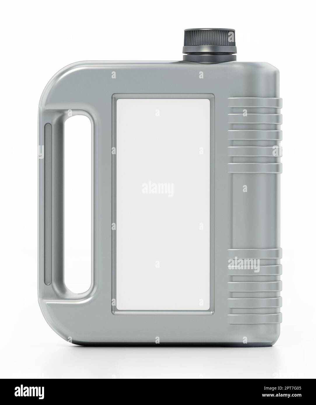 Motor oil with blank label isolated on white background. 3D ...